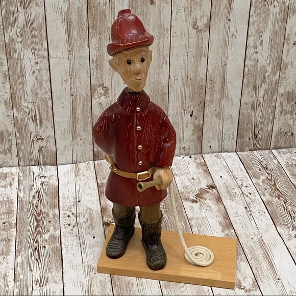 Vintage | Accents | Vintage Romer Italy Wood Carved Fireman Firefighter ...